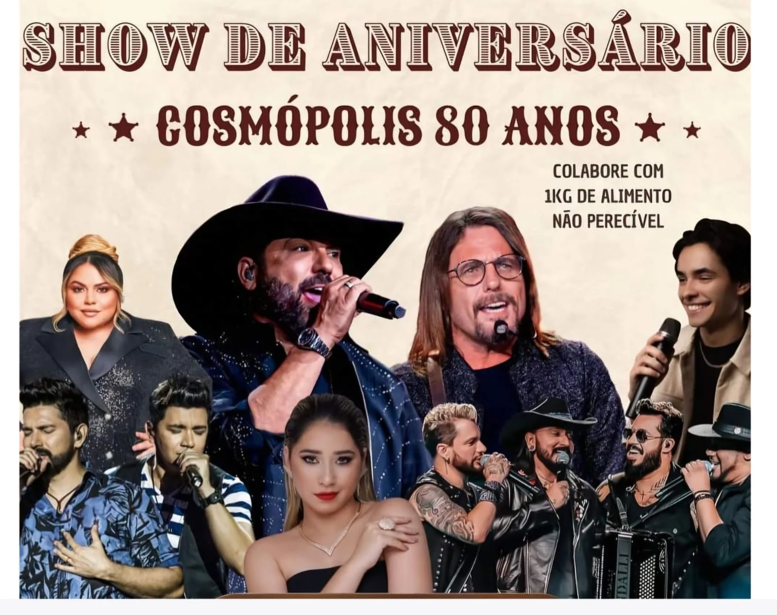 Cosmópolis celebra 80 anos com shows especiais no dia 4 de dezembro